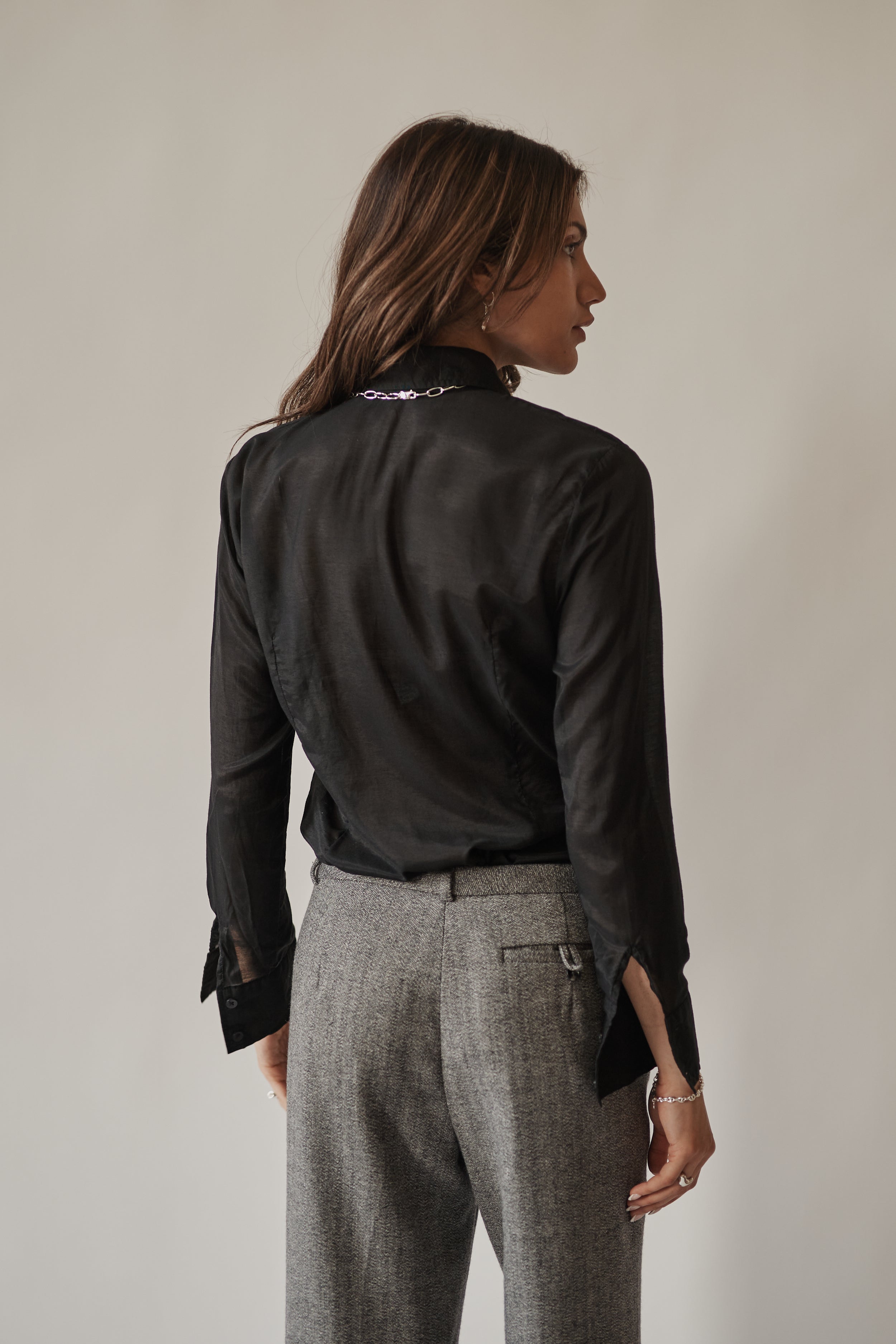 Ink Silk Ruched Button Up – Hey Jude